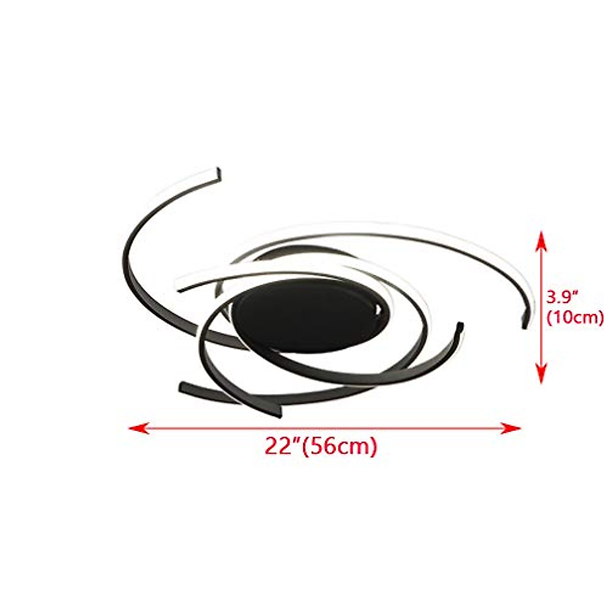 Phlilqe Modern LED Ceiling Light Dimmable Chandelier Living Room Kitchen with Remote Control Hanging Lamp, Dining Room Flush Mount Acrylic Chic Ceiling Chandeliers Lighting for Bedroom (Black, 22")