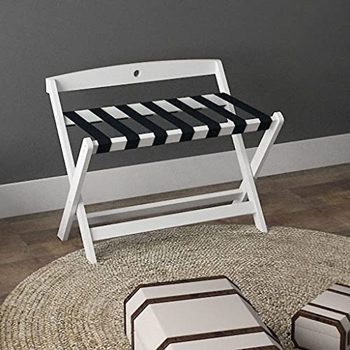 DIEFMJ Foldable Luggage Rack - Solid Hardwood Foldable Storage/Organization Shelf - Easy Assembly - for Home, Bedroom & Travel (Color : White)