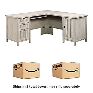 Sauder Costa L-Shaped Desk, Chalked Chestnut finish