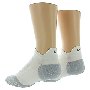 Nike Elite Running Cushion No-Show Tab Socks White/Wolf Grey/Wolf Grey, 8.0-9.5