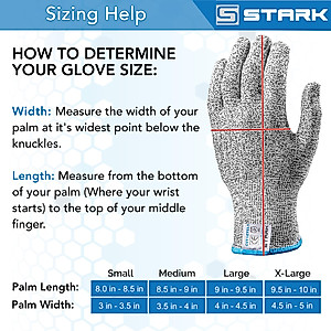 Stark Safe Cut Resistant Gloves, Level 5 Protection, Kitchen Cut Gloves for Meat, Shucking, Fillet, Mandolin Slicing, Carving, 2 Pair, Large
