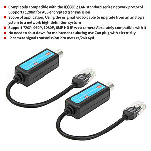 1 Pair Passive Ethernet Extender Over Coax IP Passive Extender Ethernet Over Coax Plug and Play Over for Web Camera