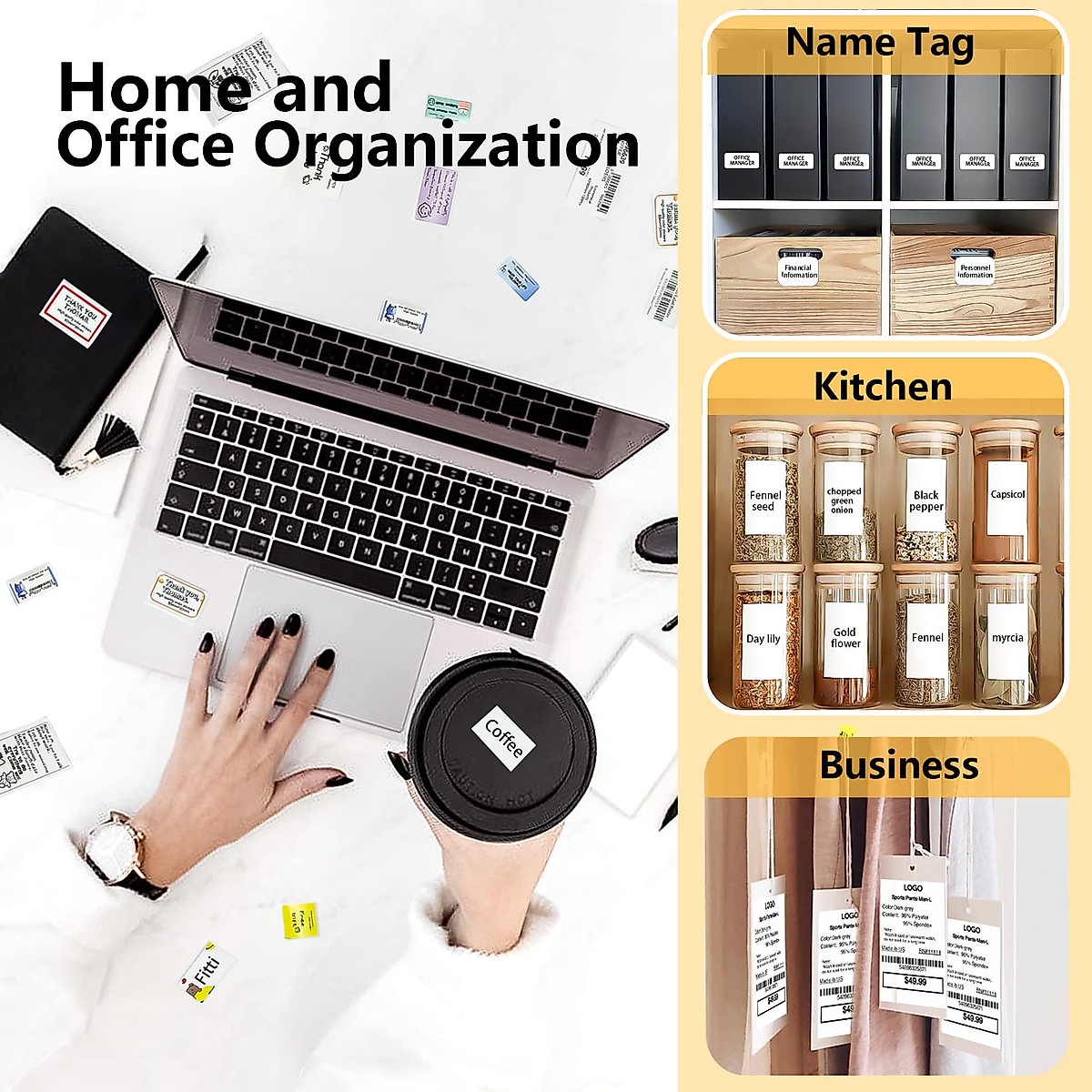 BUTIYOU P50 Thermal Label Maker with Tape,Wireless Bluetooth Label Printer for Barcode, Address,Clothing,Small Business,Home,Portable Sticker Maker Compatible with iOS & Android