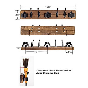 HONIZER Broom Holder Wall Mount, Larger Spacing Slot Mop and Broom Holder Wall Mount, Wood Broom Organizer Wall Mount Tool Organizer for Home, Kitchen, Garden, Garage, Laundry