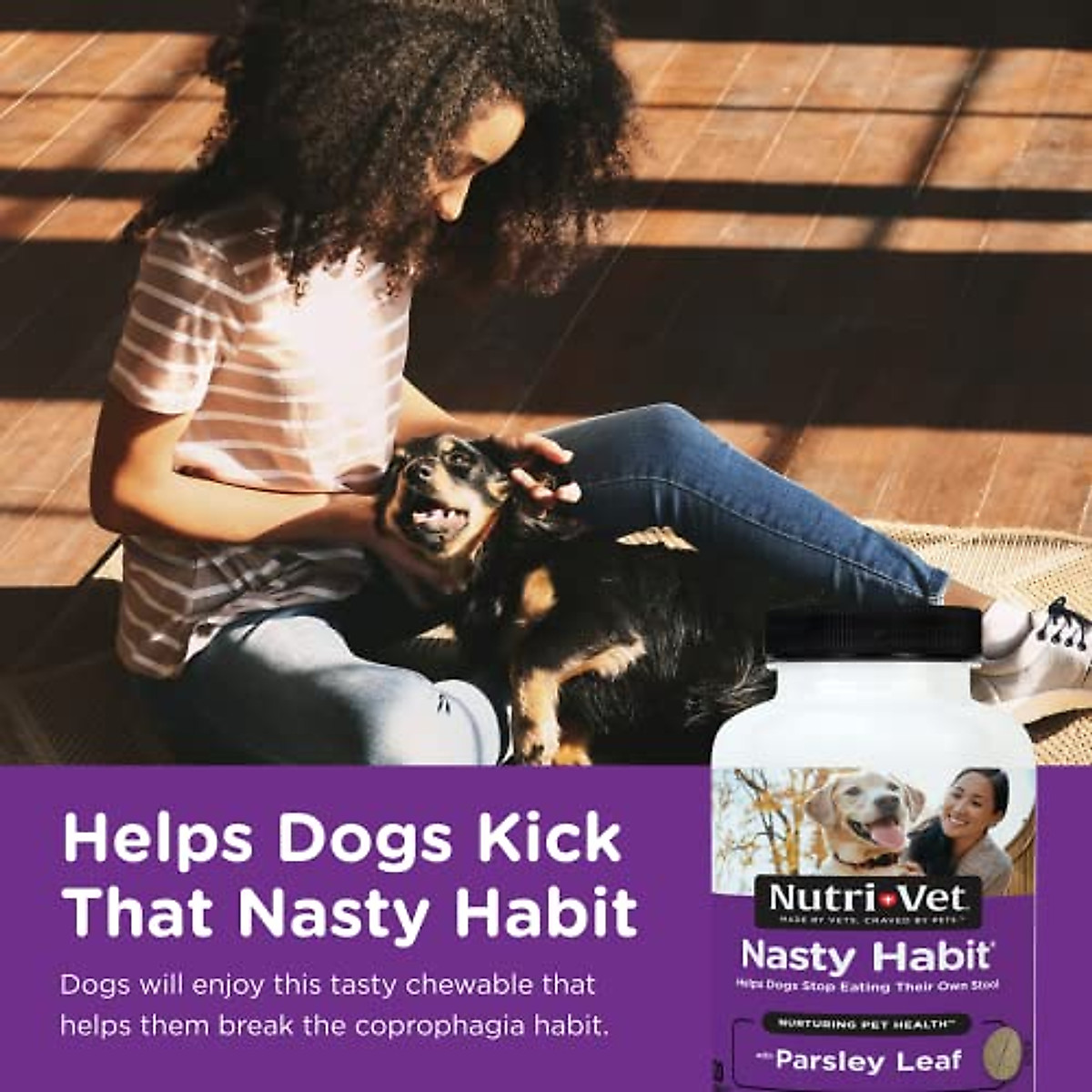 Nutri-Vet Nasty Habit Chewable Tablets for Dogs | Helps Stop Puppies and Dogs from Eating their Own Stool | 120 Count