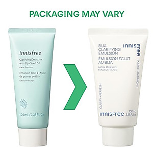 innisfree Bija Clarifying Emulsion with Salicylic Acid and Niacinamide, Korean Skincare Lightweight Face Moisturizer (Packaging May Vary)