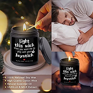 Gifts for Him,Funny Gifts for Men Boyfriend Husband,Light This Wick When You Want Me to Play with Your Joystick-Vanilla Milk Scented Candles,Naughty Couples Funny Gifts for Men