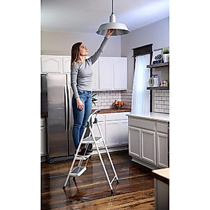 Gorilla Ladders 3-Step Steel Lightweight Step Stool Ladder 225 lbs. Load Capacity Type II Duty Rating