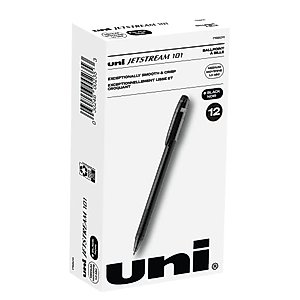 uni-ball Jetstream 101 Ballpoint Pens Medium Point, 1.0mm, Black, 12 Pack