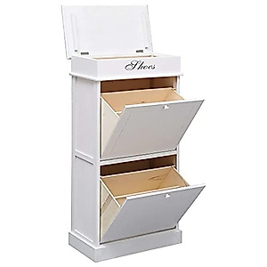 QJBSAVVA Shoe Cabinet White 19.7"x11"x38.6" Paulownia Wood,Shoe Change Bench Bookcase Shoe Rack for Closet Floor Suitable for doorways, Front Rooms, bedrooms