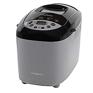 West Bend Hi-Rise Bread Maker Programmable Horizontal Dual Blade with 12 Programs Including Gluten Free, 3-Pound, Gray