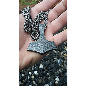 KE-0920-HK Beautiful Hand Forged Damascus Mjolnir Pendant Decoration accessories and EDC