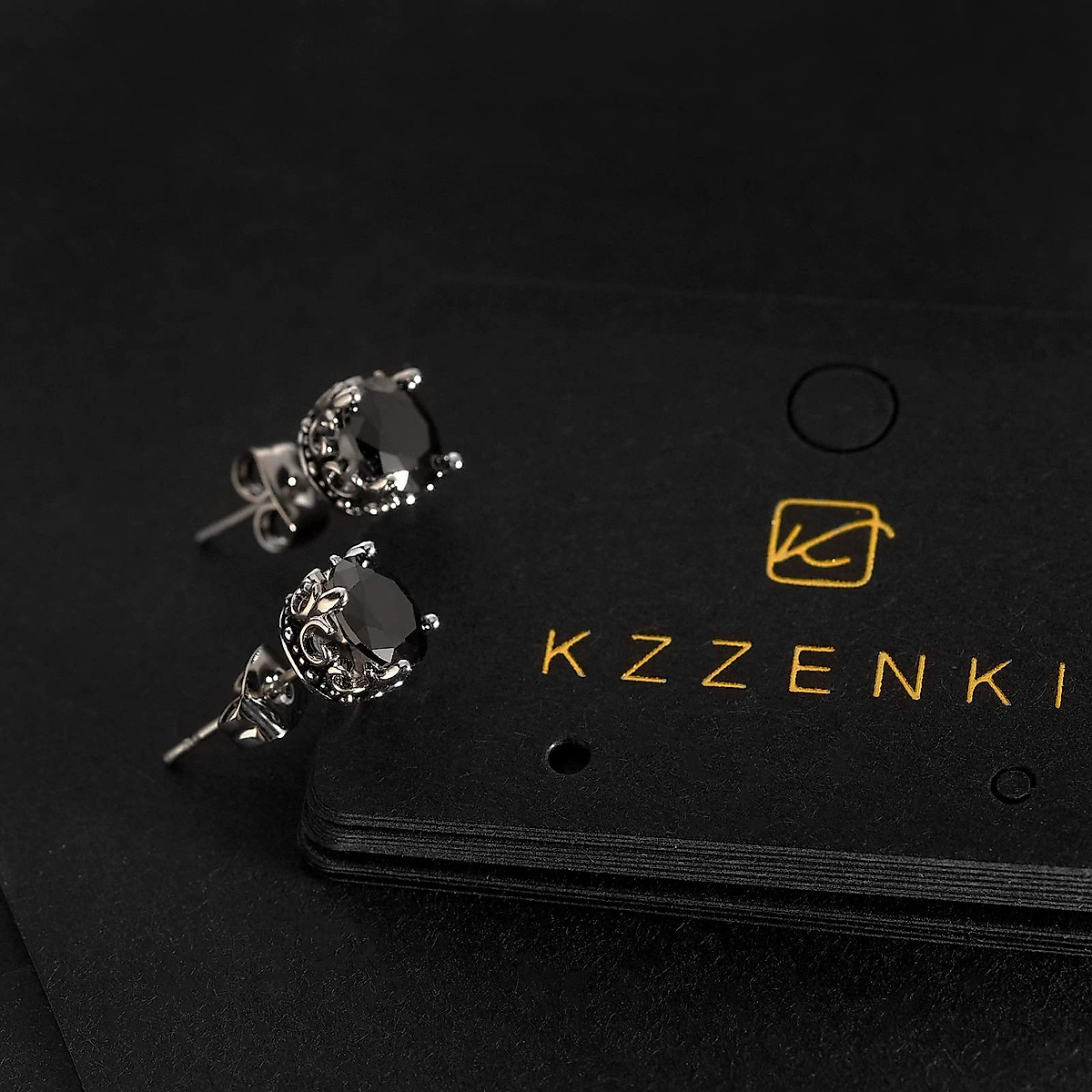 2 Pcs Black and Red Earrings Set Cubic Zirconia Stud Earrings