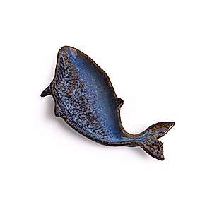 SEINHIJO Cearmic Candy Dish Cookie Plates Nuts Bowl Jewelry Tray Dolphin Gifts Sculpture Home Decor 11.5 inch