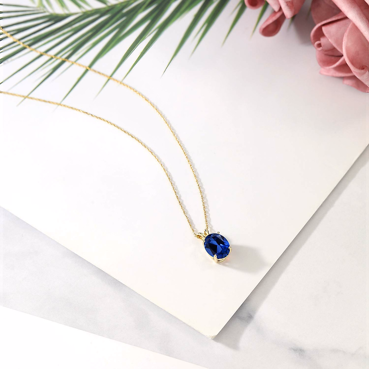 Gem Stone King 14K Yellow Gold 10X8MM Oval Gemstone Birthstone Pendant Necklace | Gold Necklace For Women | With 18 Inch Chain