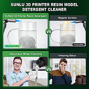 SUNLU 3D Resin Cleaner,3D Printer Resin Detergent, Hand-Washable Cleaner for 3D Printed Resin, Non-Toxic Reusable Resin Cleaner, Compatible with 3D Printing Resins, UV Resin, Epoxy Resin, 3KG Pack