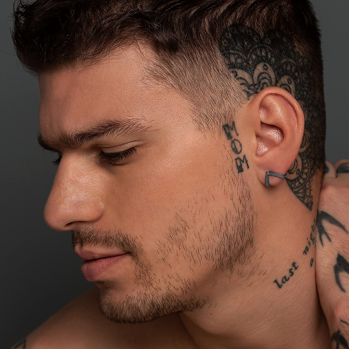 Handmade stud earrings Black sterling silver men's earring studs unusual unique for men earrings men jewelry for him boyfriend male earrings