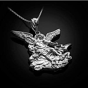 LA BLINGZ Sterling Silver Saint Michael Pendant