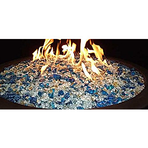 Hiland RGLASS-BB Pit Fire Glass i n Bahama Blend, Extreme Tempature Rating, Good for Propane or Natural Gas, 10 Pounds, 10 lb