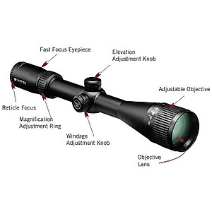 Vortex Optics Crossfire II 3-12x56 Adjustable Objective Hog Hunter, Second Focal Plane, 30mm Tube Riflescope - V-Brite Illuminated Reticle , black