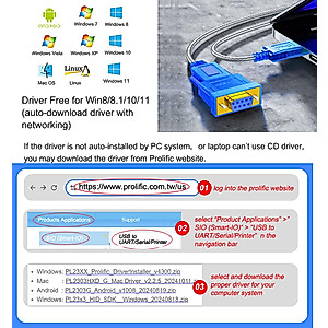 DTech 6 Feet USB to RS232 DB9 Female Serial Adapter Cable Windows 11 10 8 7 Mac Linux Serial to USB 2.0 with Prolific PL2303 Chip