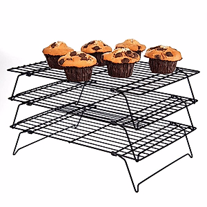 Tier Cooling Rack, Stackable Baking Rack Shelf, Kitchen Cookie Cooling Rack Baking Supplies for Bread Cake Biscuits and More (3-Tier Cooling Racks)