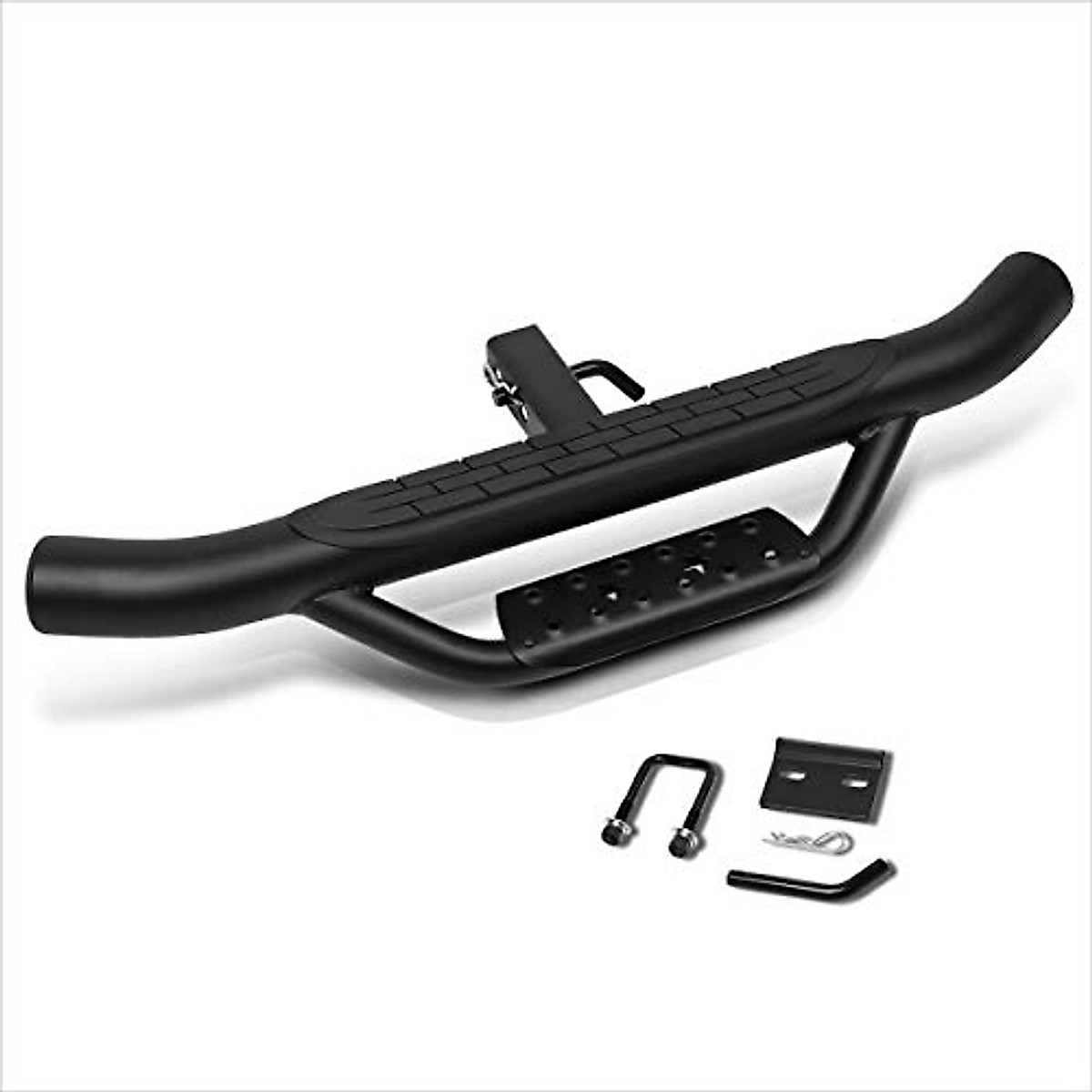 Universal 36" Wide X 4" OD Black Steel Trailer Towing Drop Hitch Step Bar Rear Bumper Guard Fits 2 Inch Receiver