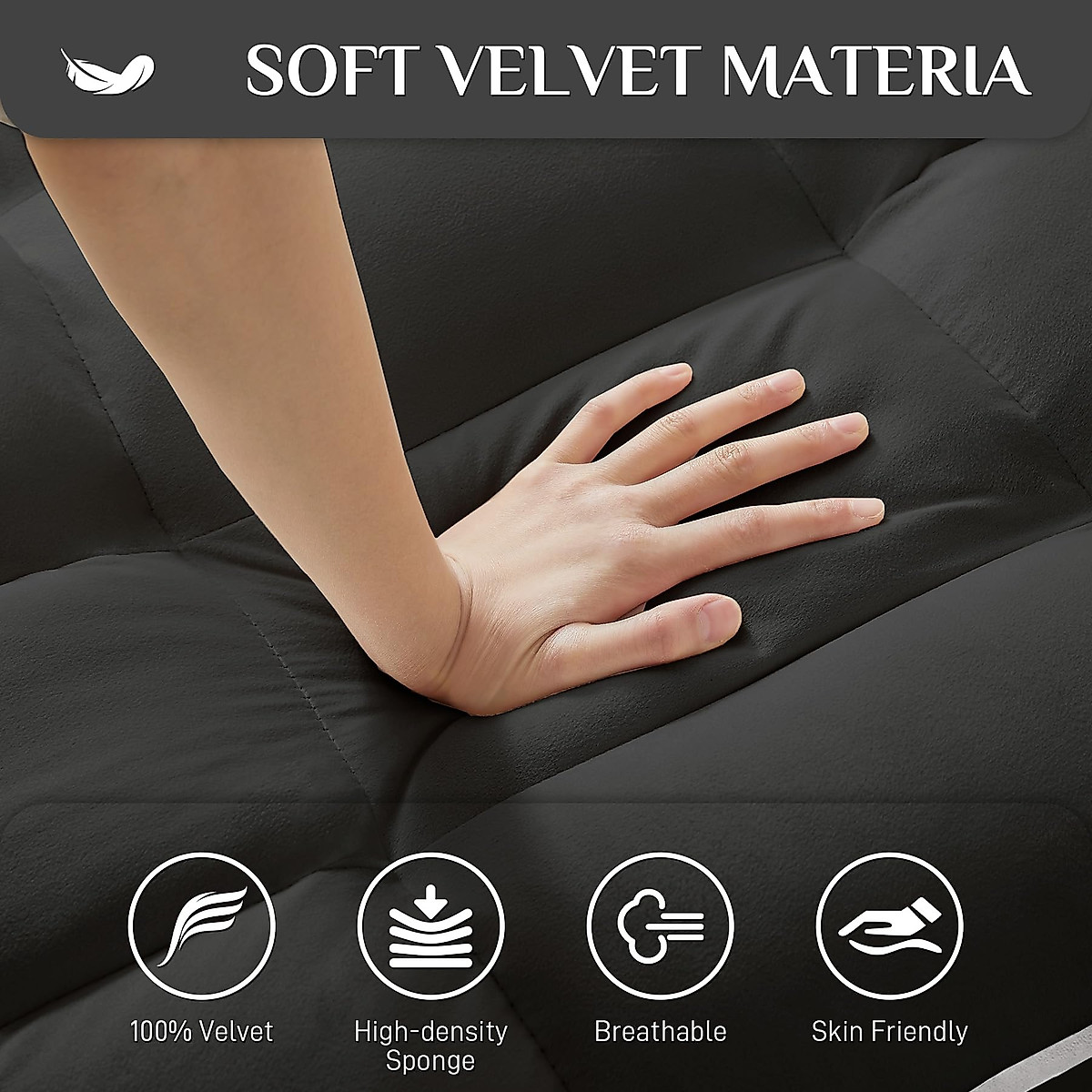 Wrofly 3 in 1 Single Convertible Sleeper Sofa Chair, 35.4" Pull Out Sofa Bed with Adjustable Backrest, Modern Chaise Lounge with Storage and Pillow for Living Room, Small Spaces, Black Velvet