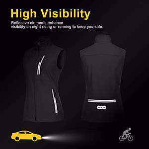 33,000ft Women's Lightweight Running Vest Outerwear with Pockets, Windproof Sleeveless Jacket for Golf Hiking Travel