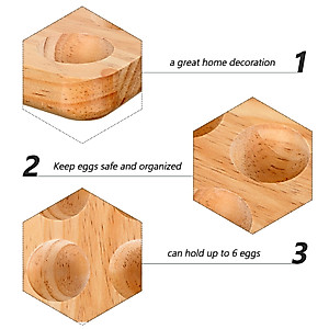 jojofuny 2 Pack 8 Grid Egg Tray, Wooden Egg Holder, 6 Holes Egg Plate Wood Egg Tray Organizer Rack Eggs Plates Egg Storage for Fresh Egg