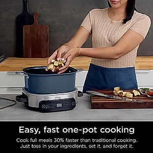 Ninja MC1101 Foodi Everyday Possible Cooker Pro, 8-in-1 Versatility, 6.5 QT, One-Pot Cooking, Replaces 10 Cooking Tools, Faster Cooking, Family-Sized Capacity, Adjustable Temp Control, Midnight Blue