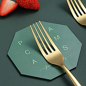 Gold Dinner Forks 4 Pieces, Homquen Sturdy Stainless Steel 8.1" Modern Design Forks Set, Table Fork, Salad Fork With Smooth Edge Dishwasher Safe