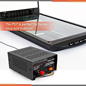 Pyramid Universal Compact Bench Power Supply - 5 Amp Linear Regulated Home Lab Benchtop AC-to-DC 12V Converter w/ 13.8 Volt DC 115V AC 70 Watt Power Input, Screw Type Terminals, Cooling Fan - PS7KX