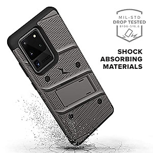 ZIZO Bolt Series for Galaxy S20 Ultra Case with Kickstand Holster Lanyard - Gun Metal Gray