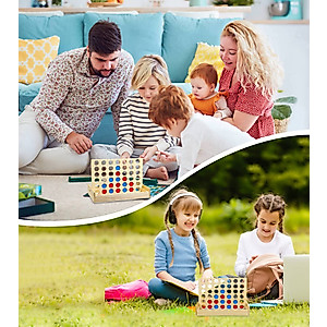JOYPRO Wooden 4 in a Row Game, Kids Board Games for Kids 5 6 8 10 12 Year Olds, Travel Games for Kids and Adults, 2 Player Classic Family Board Games for Christmas Birthday Gift Coffee Table Decor
