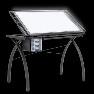 Artograph Futura Light Tracing Table for Artists with Storage and Adjustable, Dimmable Glass Work Top