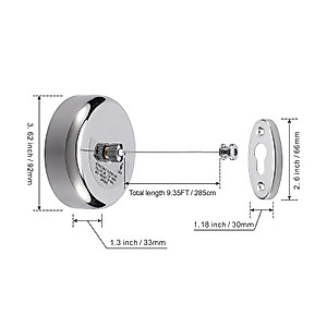 Little World Retractable Clothesline - 304 Stainless Steel Retractable Clothesline Indoor with Adjustable Nylon Rope, Wall Mounted Retractable Laundry Line, Laundry Accessories