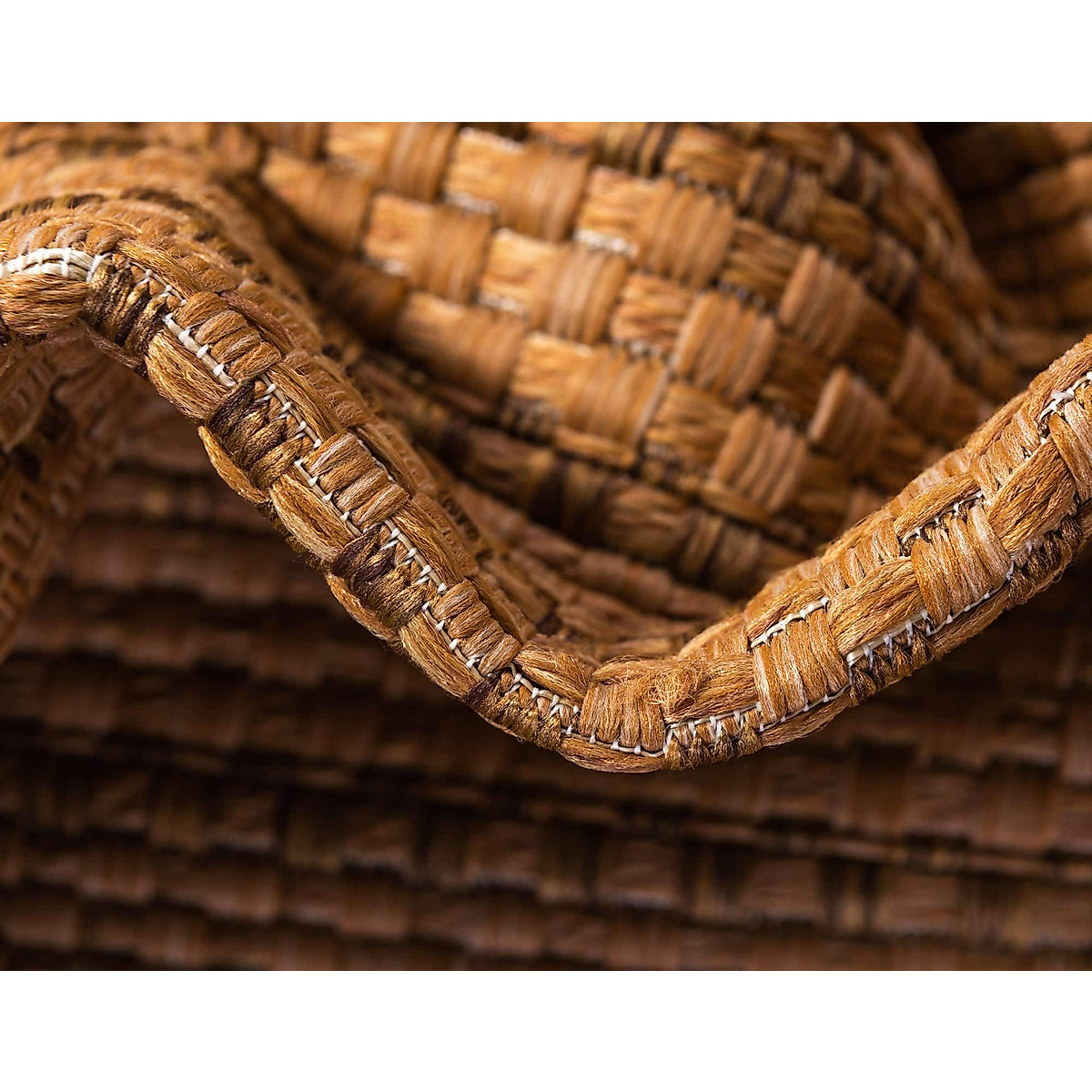 Unique Loom Outdoor Border Collection Area Rug - Checkered (8' x 11' 4" Rectangle, Light Brown)