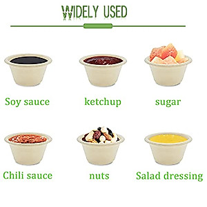 Cezoyx 300 Pack 2 Oz Natural Bagasse Fiber Cups, Disposable Paper Condiment Cups Compostable Tasting Cups, Sample Portion Cups for Jello Shot, Souffle, Condiment, Sauce