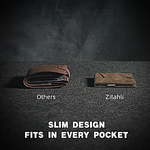 Zitahli Slim RFID Wallets for Men, Money Clip Bifold Leather Wallet Minimalist Wallet with ID Window and 12 Card Slots