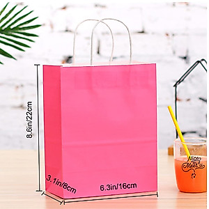 Kraft Paper Bags Rainbow Party Favor Gift Bags 6 Colors with Handles for Wedding, Baby Shower, Birthday Party Supplies (60)