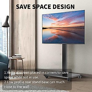 XINLEI Rotating Mobile TV Cart with Wheels Rolling TV Stand for 26-55" Flat Panel Screens TVs, Portrait to Landscape, Height Adjustable Floor Stand Base Max VESA 400x400mm