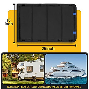 funomo RV Door Window Shade, New Model Foldable Velcro RV Blackout Window Cover, UV Rays Protection Camper Trailer Door Window Cover, Waterproof Thickened Oxford Fabric (Black-B)