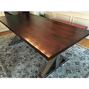 Walnut and Metal Trestle Table