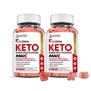 Justified Laboratories (2 Pack) Lifetime Keto Max Gummies 448MG Contains Organic Bamboo Acai Berry with Pomegranate Juice 120 Gummys