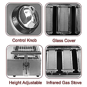 ZHIRCEKE Stainless Steel 4 Burners Gas Stove BBQ LPG Grill - Portable Tabletop Barbecue Gas Grill for Picnic Camping Festival Garden