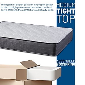 Continental Sleep Elegant Collection Innerspring Mattress with Box Spring with Frame Foundation, Twin