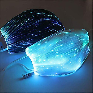 Red Urchin 7 Color Lights LED Light Up Face Mask Glowing Luminous Dust Mask for Party Festival Rave Dancing Includes Rechargeable USB Battery (Black)