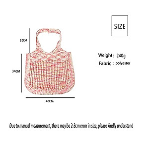 Womens Crocheted Tote Bag Aesthetic Knitted Shoulder Handbag Purse Cute Hobo Bag Boho Shopping Bag(Red Tie Dye)