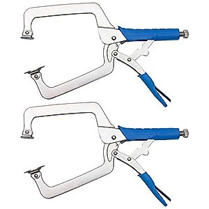 DRAGONITE Heavy Duty C Clamp, Vise Grip Locking Pliers With Swivel Pads, 18 Inch Face Clamp for Woodworking, Welding and Pocket Hole Joinery, 2 Piece